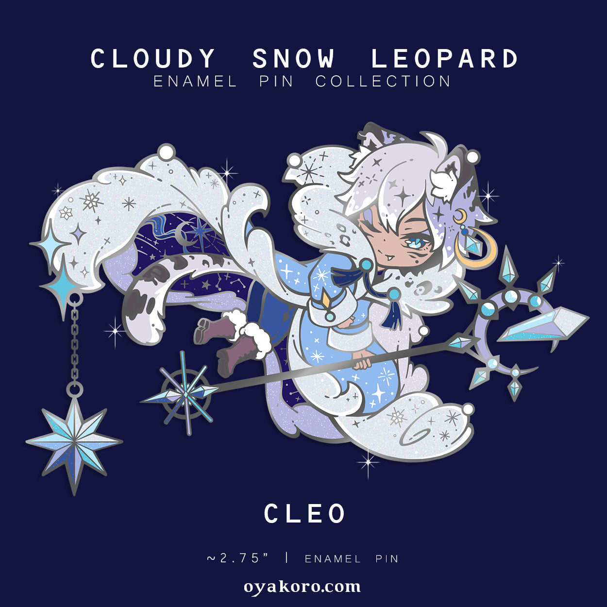 Cleo: Cloudy Snow Leopard Pin– oyakoro♥