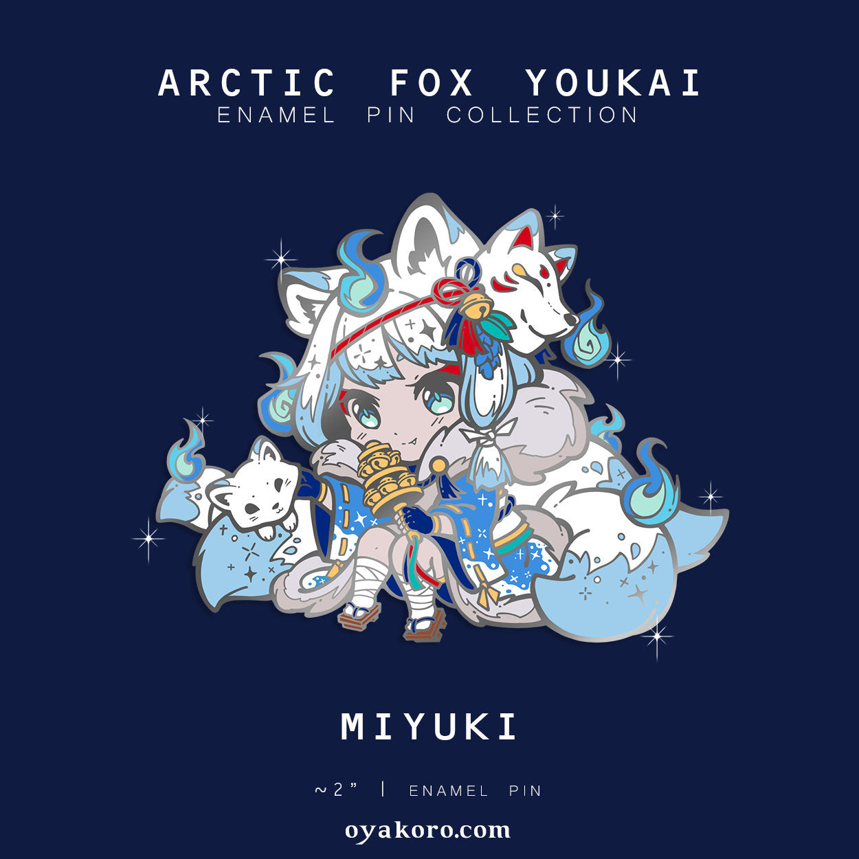 Miyuki: Arctic Fox Youkai Pin– oyakoro♥